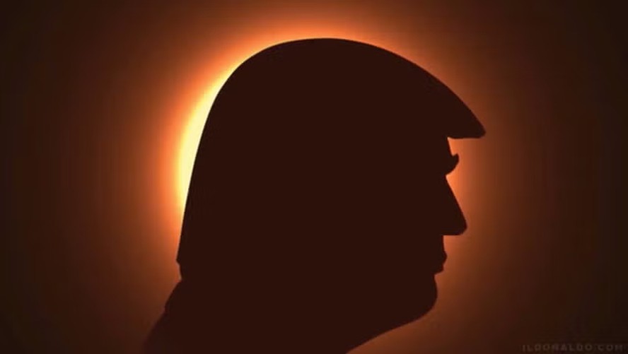 Donald Trump surfa no eclipse solar e publica anúncio de campanha com ...