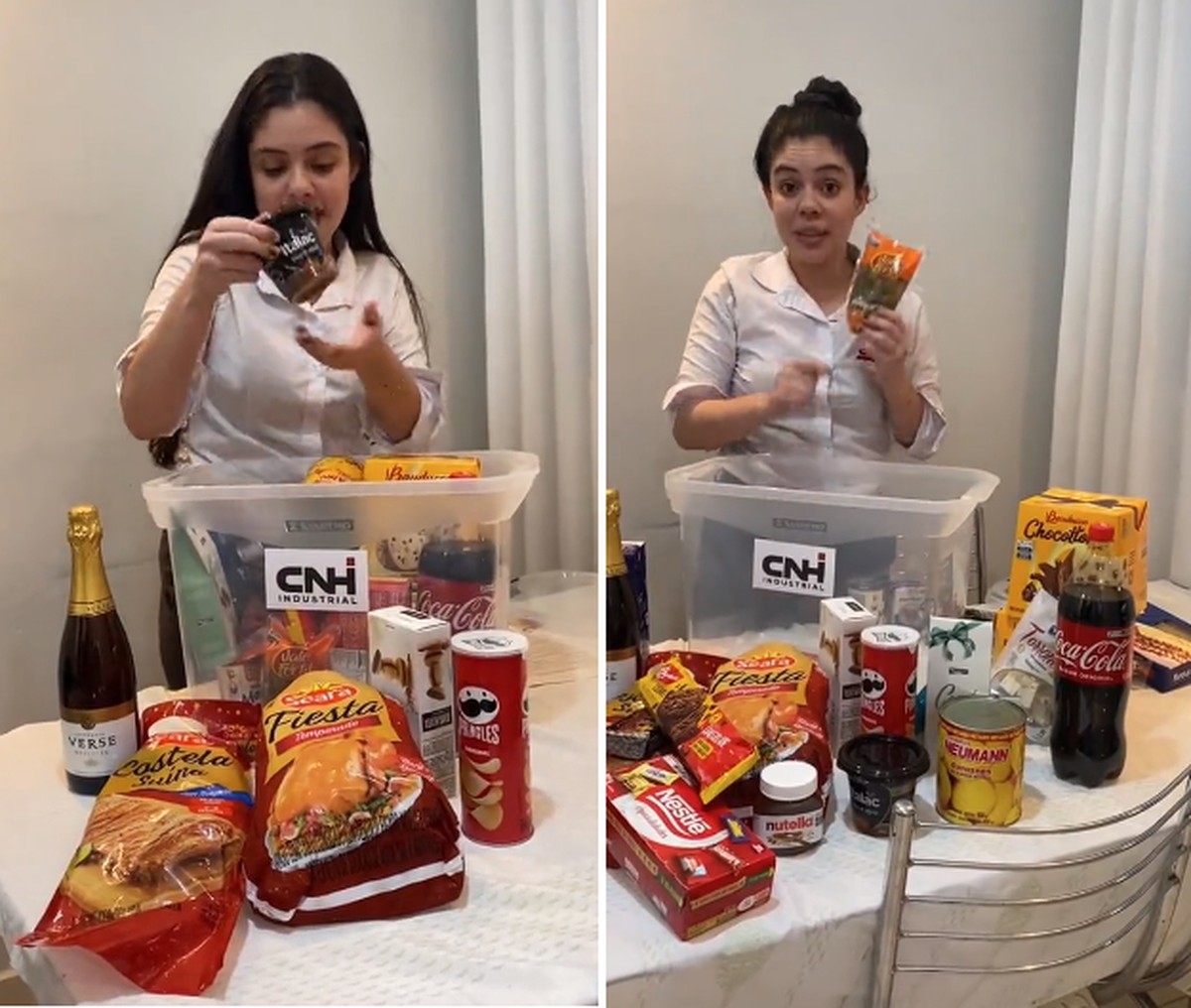 Vídeo: Funcionária viraliza ao mostrar o tamanho do 'mimo' da cesta de Natal da empresa