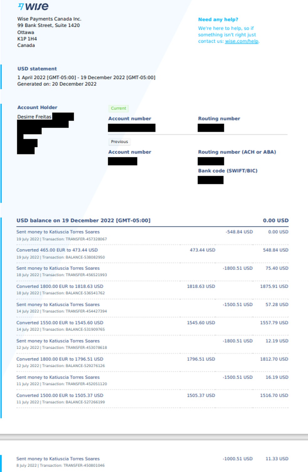 Kat Torres: vítima mostra extrato bancário com transferências de R$ 40 ...