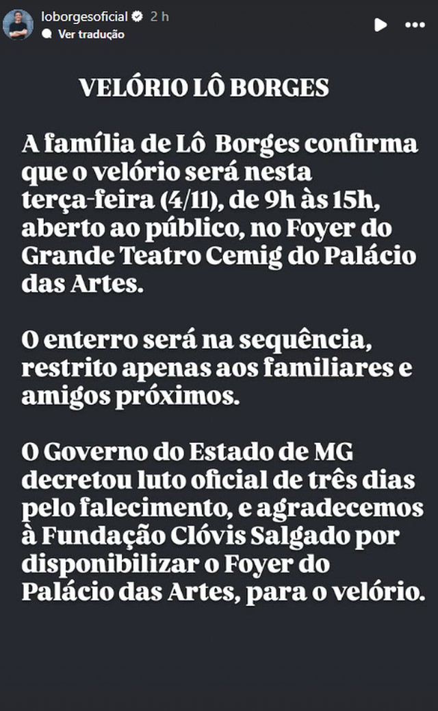 Velório de Lô Borges será nesta terça, no Palácio das Artes, em Belo ...