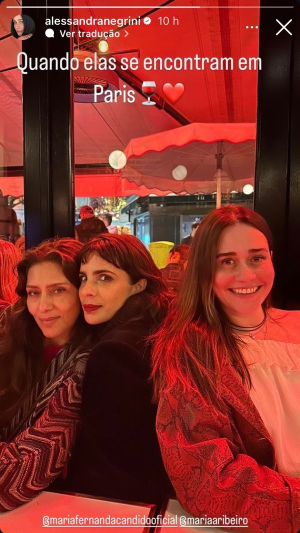 Em Paris, Alessandra Negrini sai para jantar com Maria Fernanda Cândido ...