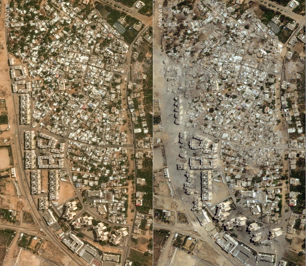 Israel x Hamas: novas imagens mostram antes e depois de destruição em Gaza