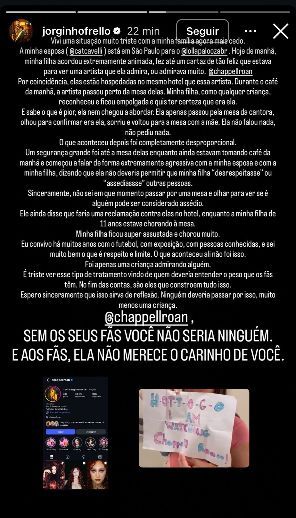 Jorginho Frello, do Flamengo, reclama que segurança de Chappell Roan ...