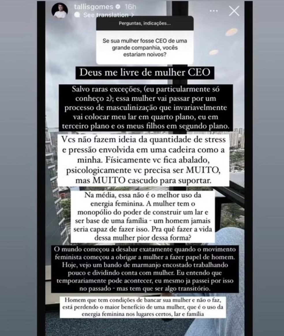 'Deus me livre de mulher CEO': Após comentário polêmico, empresário deixa cargo e escola de ...