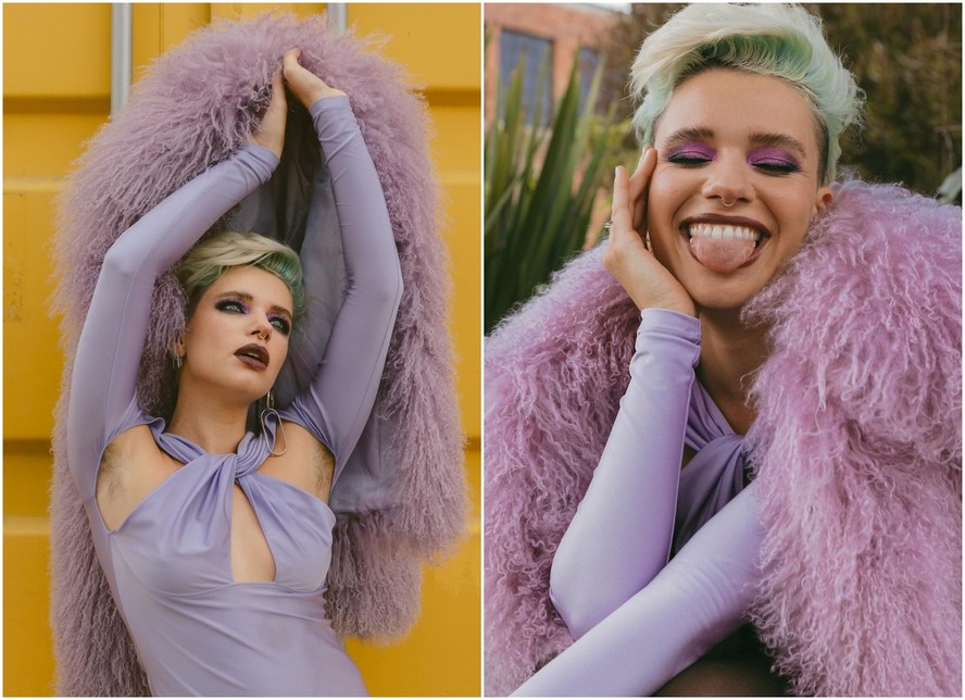 Bruna Linzmeyer é elogiada ao posar com maquiagem colorida e pelos da ...