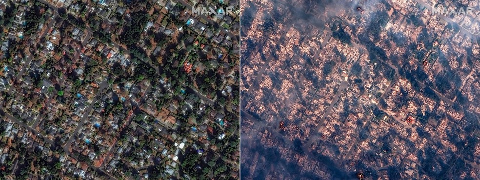Incêndios em Los Angeles: Imagens de satélite mostram antes e depois do ...
