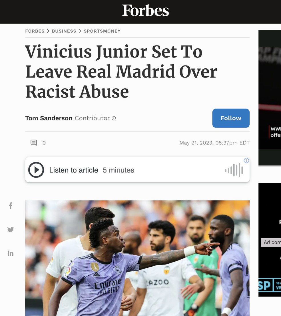 Racismo contra Vini Jr: ofensas racistas contra atleta brasileiro têm ...