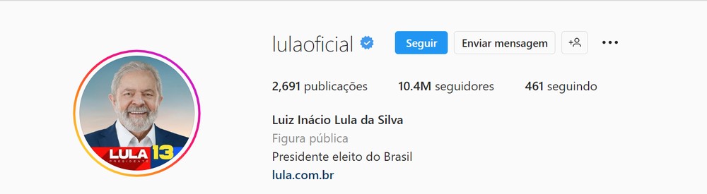 Após vitória no 2° turno, Lula atualiza perfil das redes sociais ...