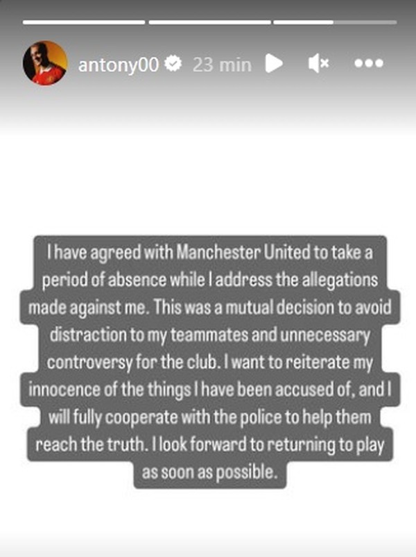 Após acusação de agressão, Antony é afastado do Manchester United ...