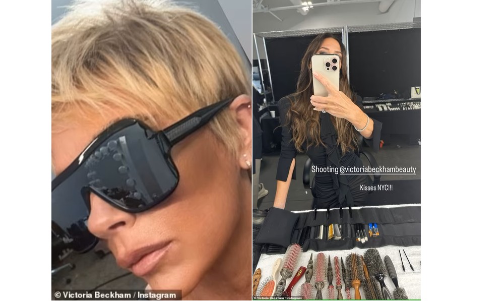 Victoria Beckham aparece bem diferente com corte curto loiro em viagem
