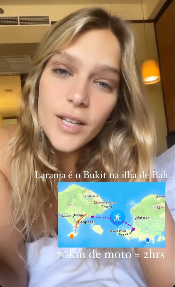 Isabela Santoni passa perrengue em viagem à Indonésia: 'Dormi na prancha'