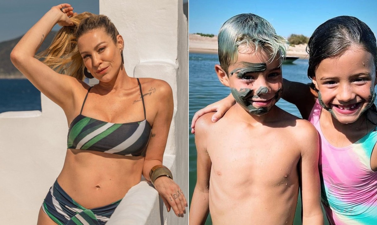 Longe dos filhos a trabalho, Luana Piovani manda recado de aniversário para Ben e Liz