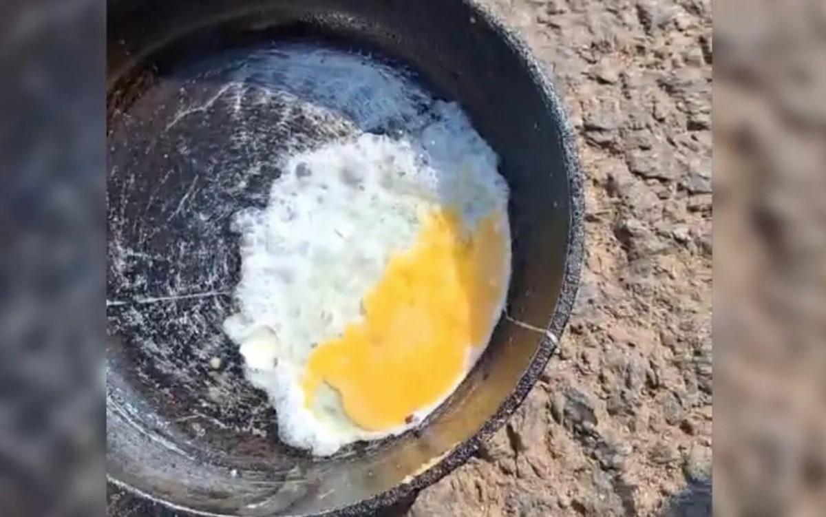 Com altas temperaturas, morador frita ovo no asfalto em GO; vídeo