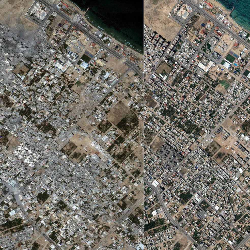 Israel x Hamas: novas imagens mostram antes e depois de destruição em Gaza