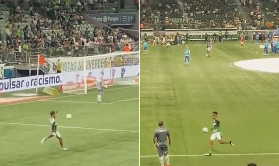 Altinha de Endrick e Estêvão no aquecimento do Palmeiras viraliza nas ...
