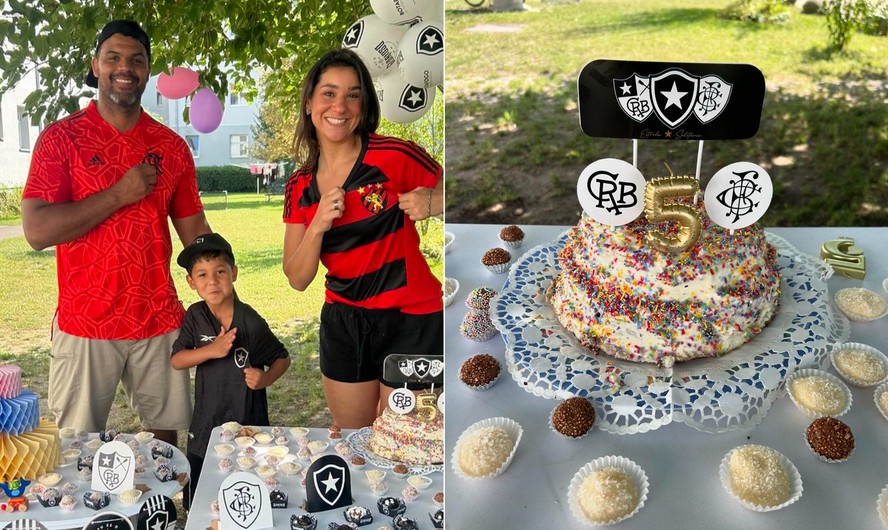 Filho de Joanna Maranhão 'ignora' times dos pais e comemora 5 anos em festa com o tema Botafogo