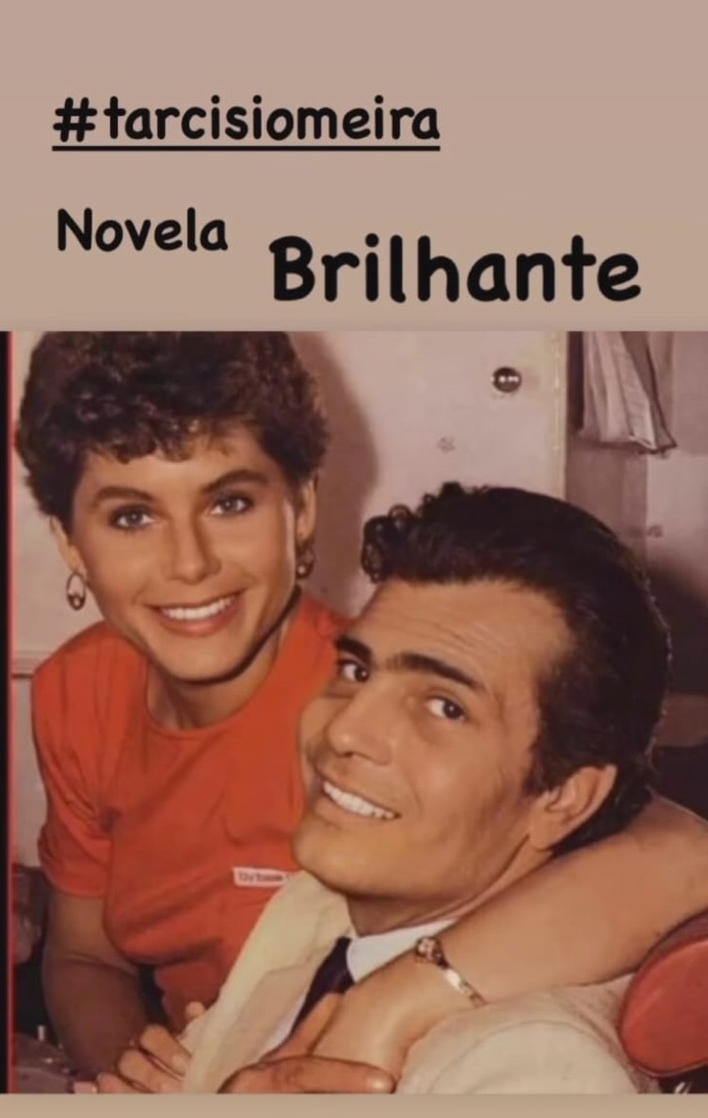 Vera Fischer posta foto com Tarcísio Meira da época da novela 'Brilhante'