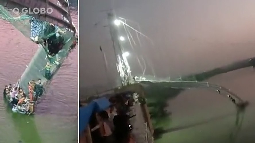 Mortos em desabamento de ponte suspensa na Índia sobem para 137 ...