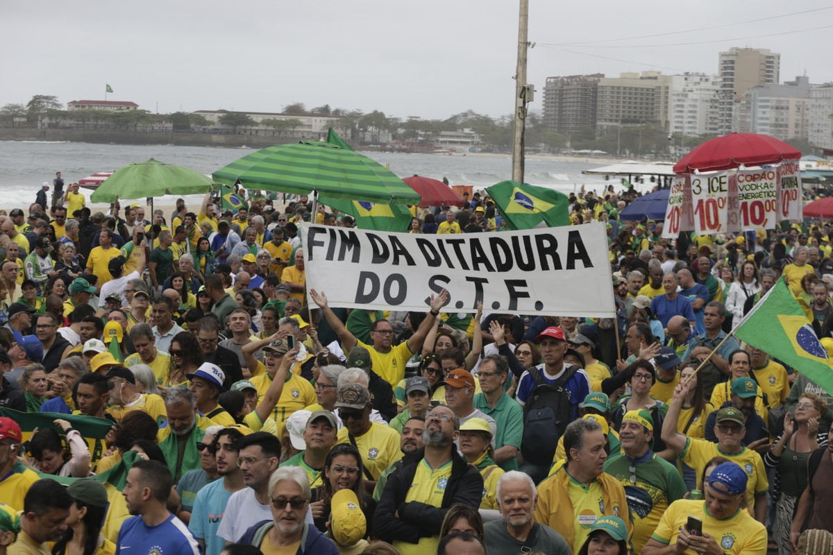 Manifestação bolsonarista no Rio reúne 42,7 mil pessoas em Copacabana