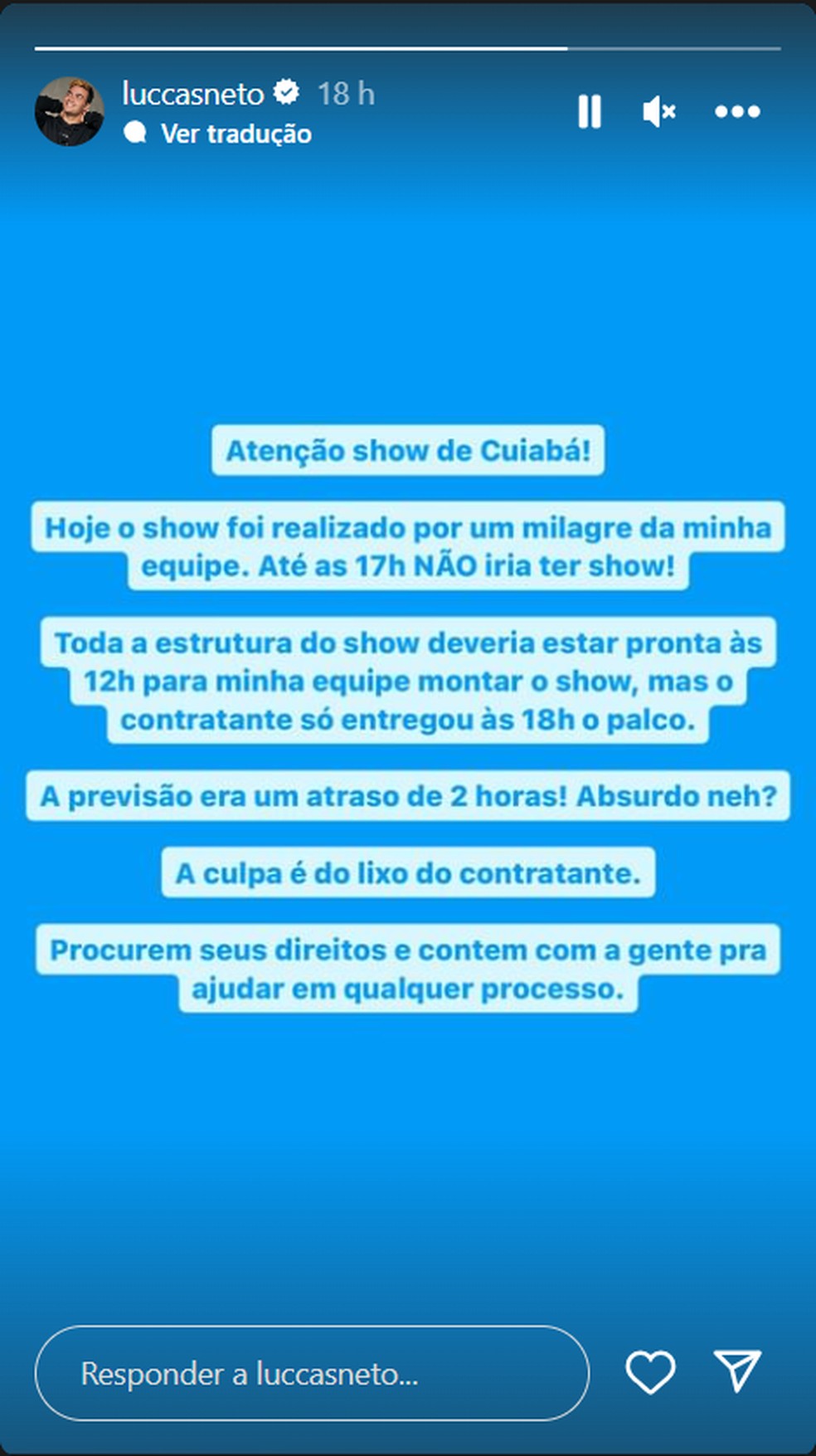 Após confusão em show, Luccas Neto ataca produtora: 'A culpa é do lixo ...