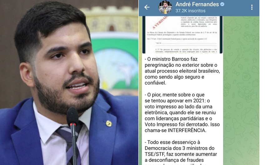 Deputado investigado pela PF foi o primeiro a compartilhar no Telegram ...