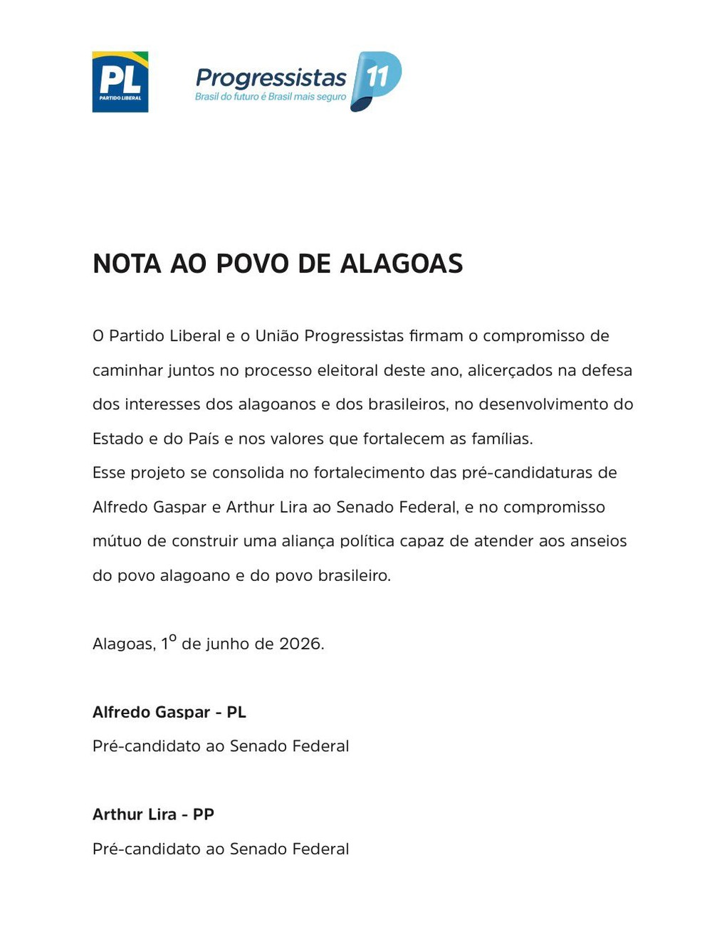 PL e PP oficializam chapa ao Senado com Gaspar e Lira em Alagoas, mas ...