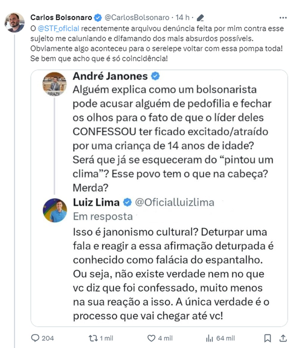 Janones desafia Carlos Bolsonaro a 'abrir mão do sigilo' para esclarecer sobre supostas rachadinhas