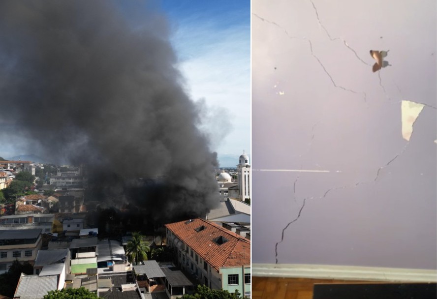 Moradora de prédio ao lado de fábrica que pegou fogo em Ramos mostra ...