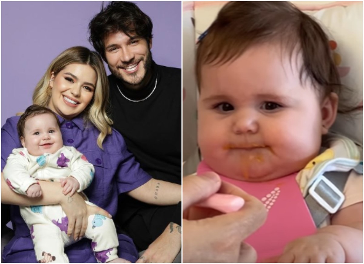 Viih Tube mostra Lua comendo fruta em introdução alimentar: 'Favorita'