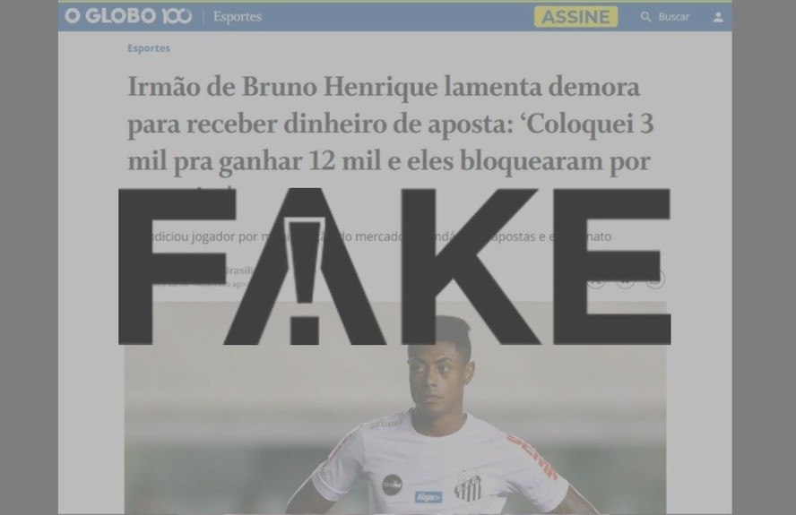 É #FAKE que O GLOBO tenha publicado foto de Bruno Henrique com camisa ...