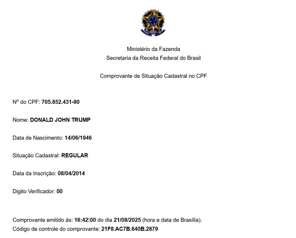 Donald Trump emitiu CPF brasileiro durante período de investimentos no país; relembre
