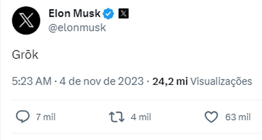 Musk apresenta o 'Grok', novo chatbot de IA vinculado ao X