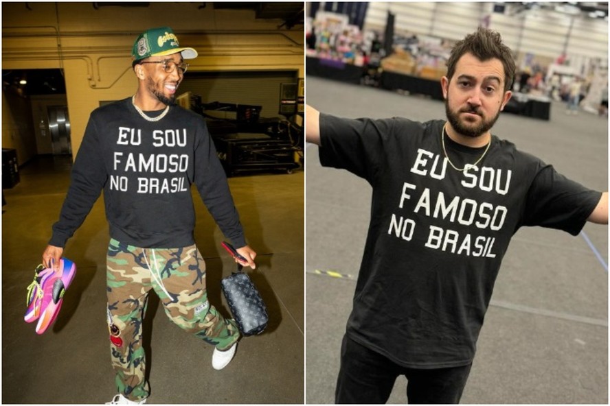 'Eu sou famoso no Brasil': astro da NBA usa camisa que viralizou com ator de série