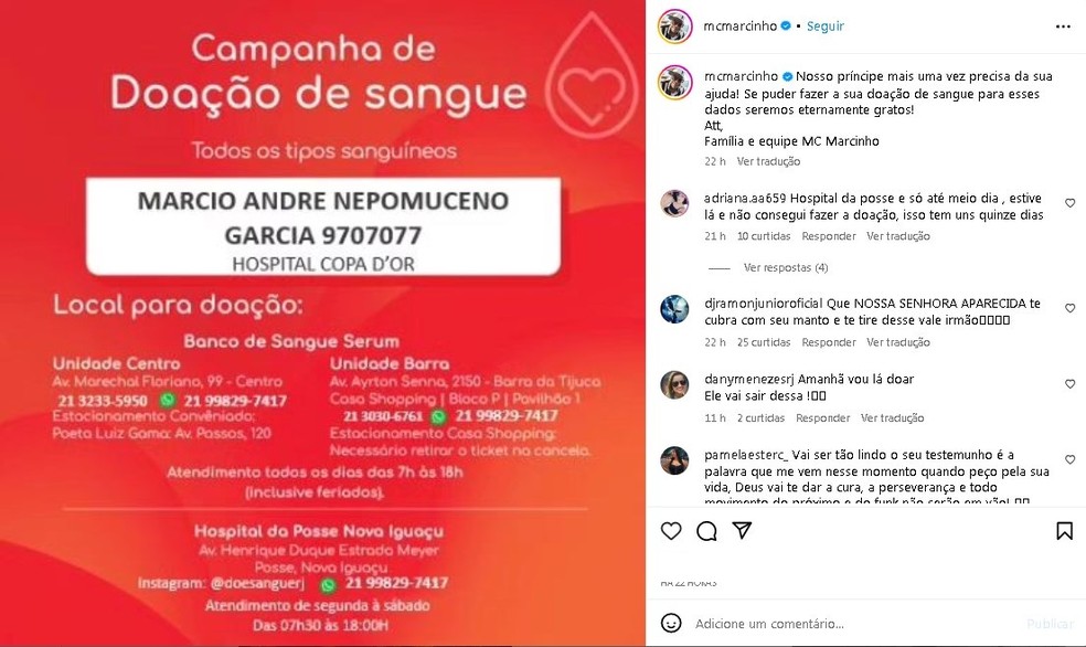 MC Marcinho tem 'piora do quadro clínico' e segue com coração artificial