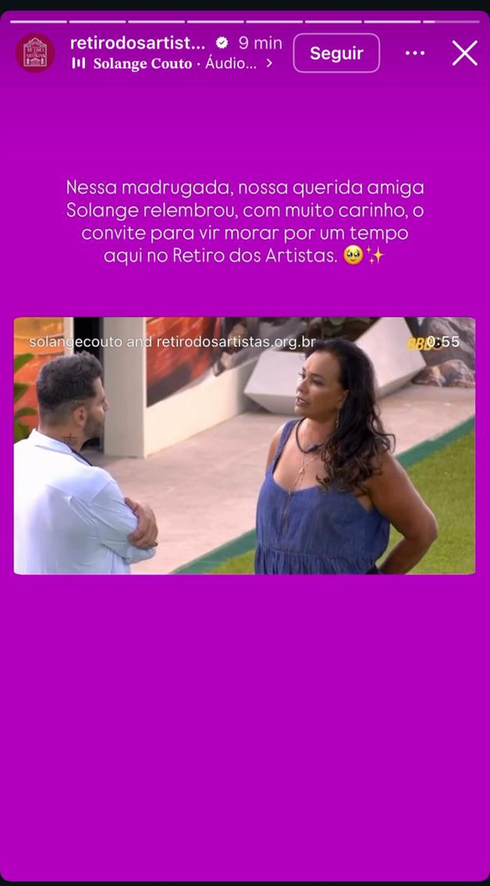 No BBB 26, Solange Couto conta como foi parar no Retiro dos Artistas