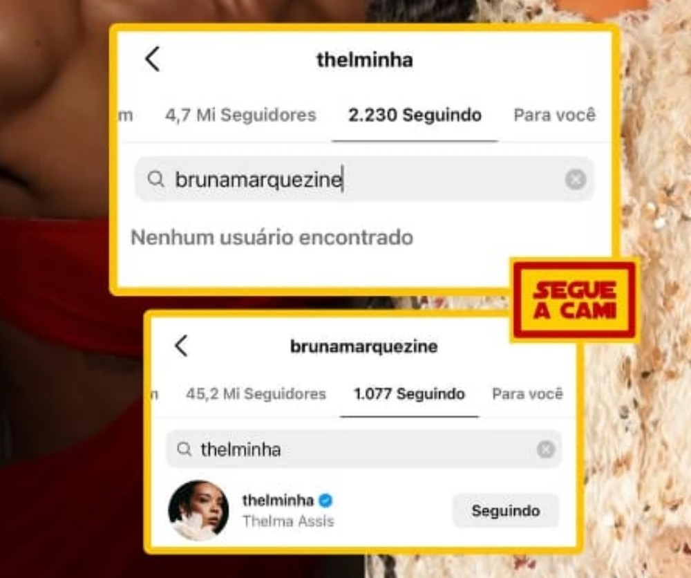 Amizade azedou? Thelma Assis para de seguir Bruna Marquezine, e internautas apontam motivo