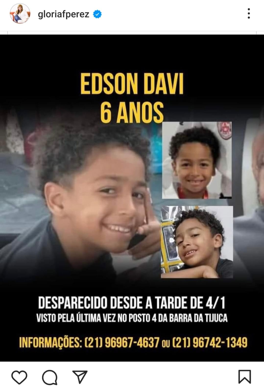 Personalidades pedem ajuda nas buscas por menino que desapareceu na ...