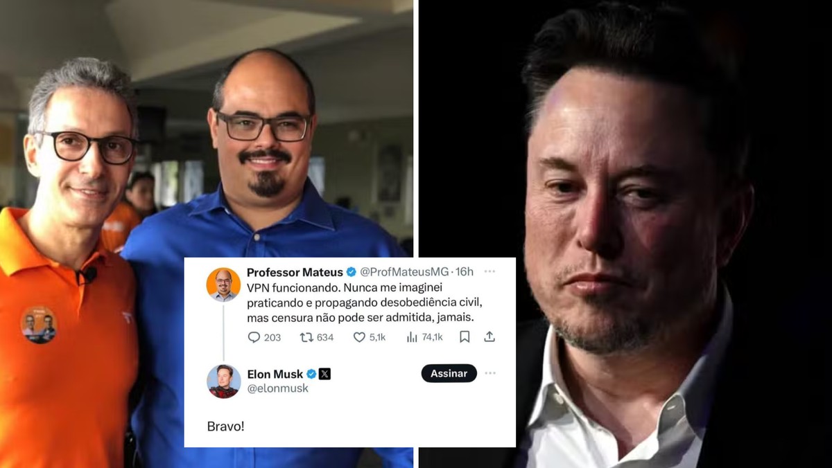 Elon Musk parabeniza vice de Zema por postagem feita com VPN em meio ao ...