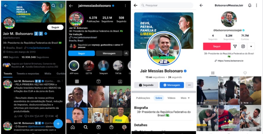 Bolsonaro atualiza descrição de perfil nas redes sociais no 13º dia do ...