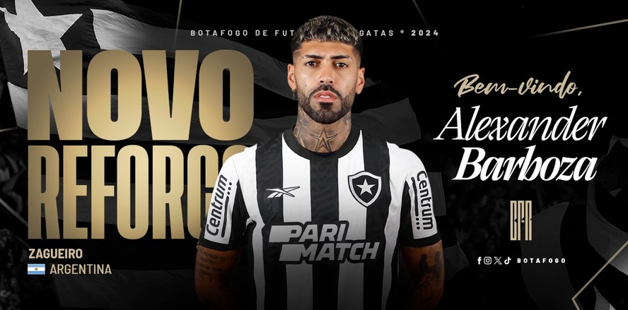 Botafogo anuncia a contratação do zagueiro argentino Alexander Barboza