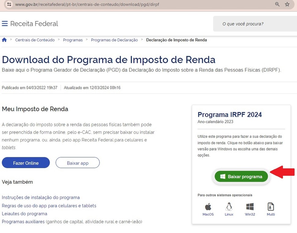 Como baixar o programa IRPF 2024 no celular? E no computador? Confira ...