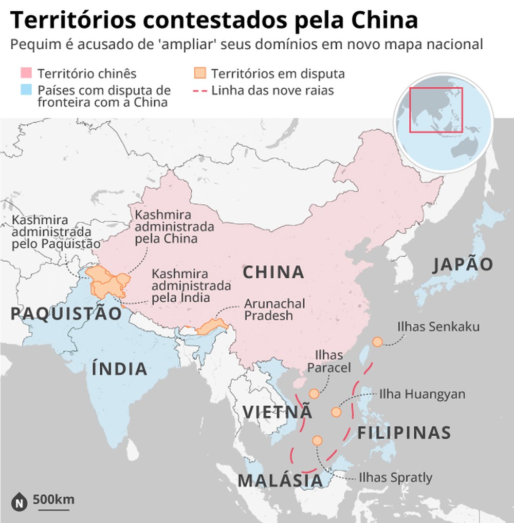 China: novo mapa 'amplia' território e irrita vizinhos como Índia, Malásia e Filipinas; veja ...