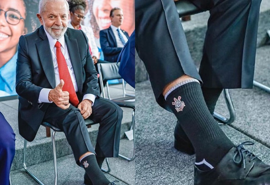 'Vai Corinthians': Lula exibe meia com escudo do time de coração em agenda
