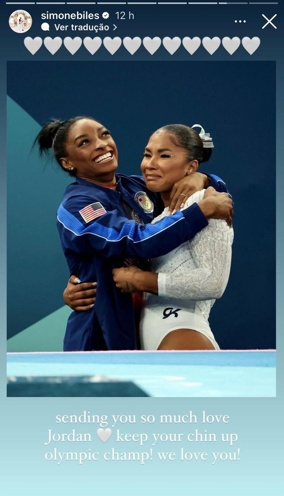 Ginastas americanas prestam apoio a Jordan Chiles: ‘mantenha o queixo ...