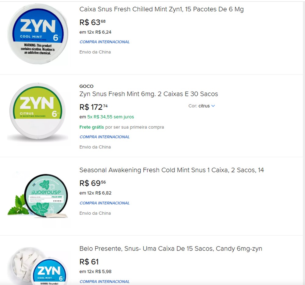 Semelhantes aos cigarros eletrônicos e proibidos no Brasil, sachês de ...