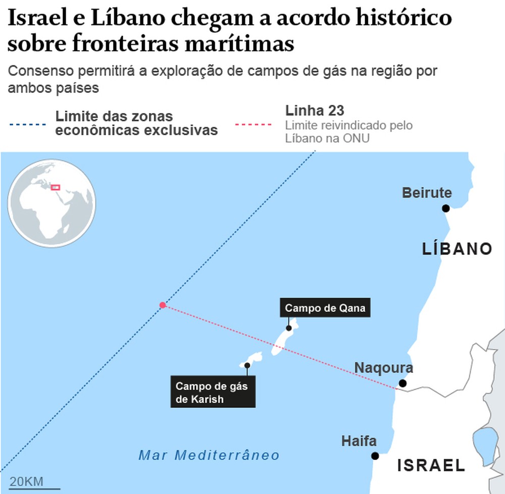 Israel e Líbano anunciam histórico acordo marítimo que dividirá bacias ...