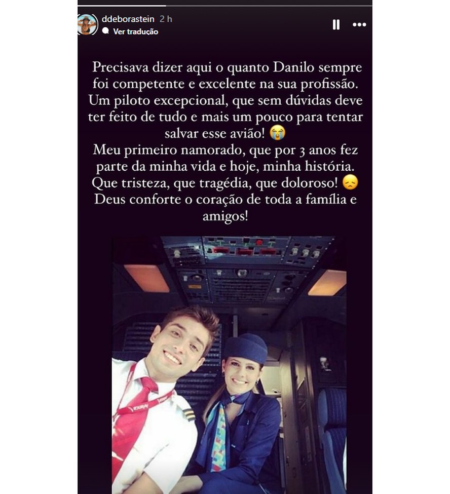 Ex-namorada lamenta morte de piloto de bimotor que caiu em SP: 'Deve ter feito de tudo para ...