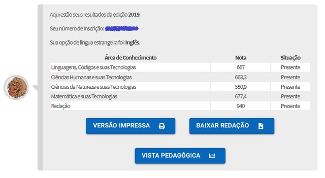 Enem 2023: como ver resultado na página do participante do Inep