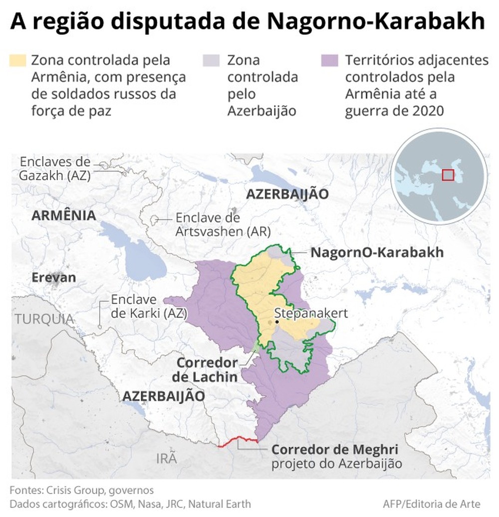 Entenda a disputa no enclave de Nagorno-Karabakh, no Sul do Cáucaso