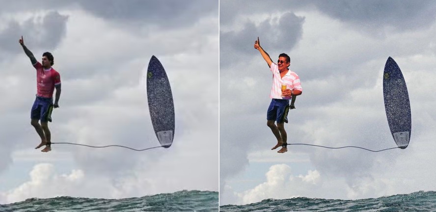 Foto viral de Gabriel Medina na Olímpiada de Paris ganha meme com Zeca ...
